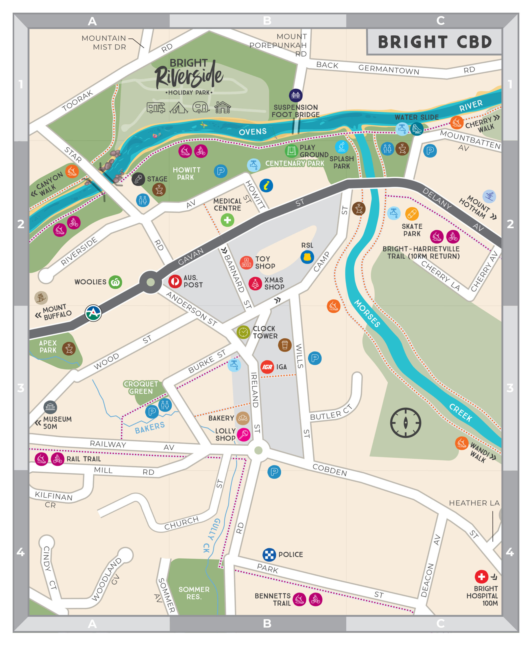 Bright CBD Map - Bright Riverside Holiday Park Bright CBD Map - Bright Riverside Holiday Park